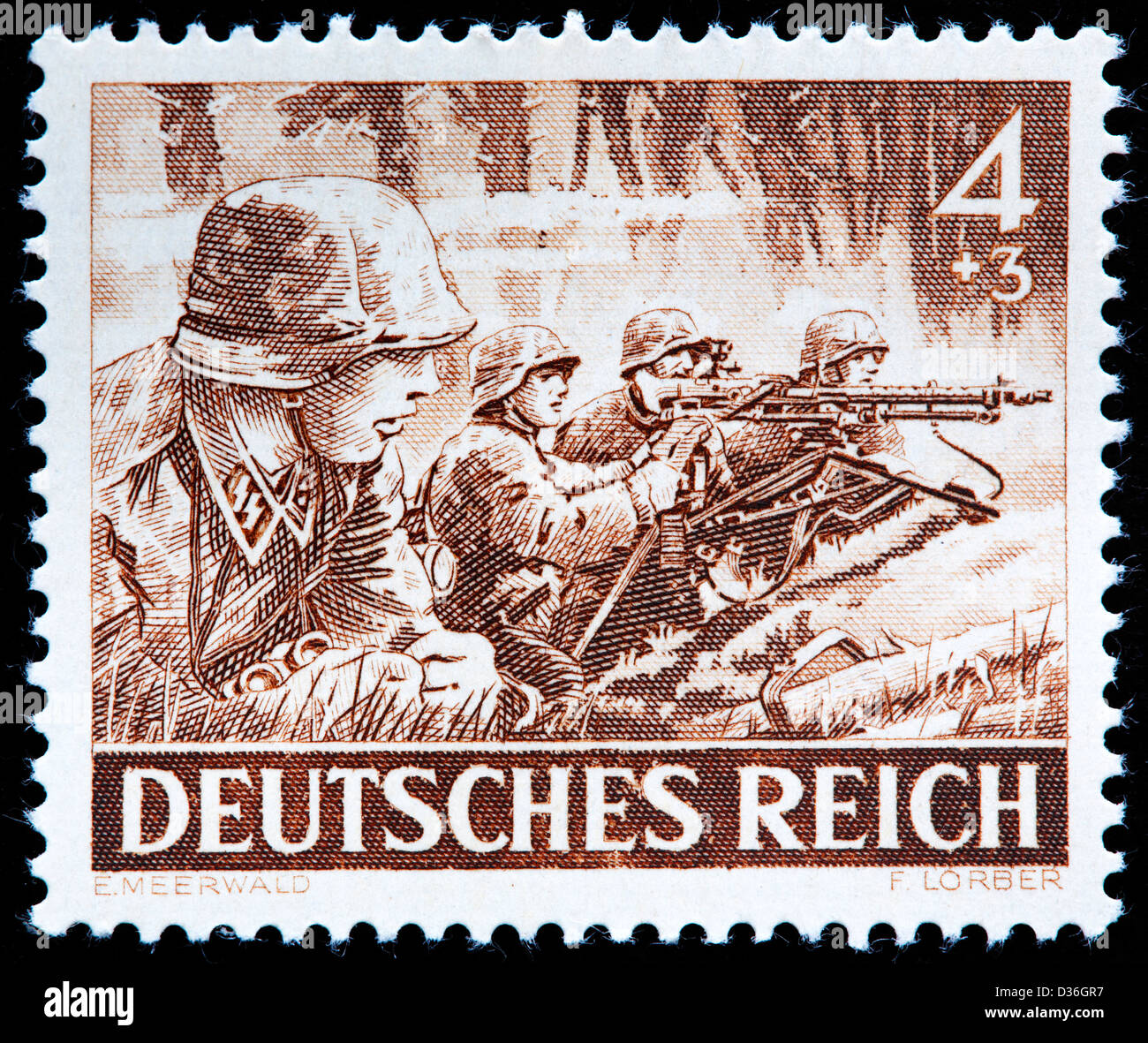 Schutz-Staffel Troops (SS), postage stamp, Germany, 1943 Stock Photo ...