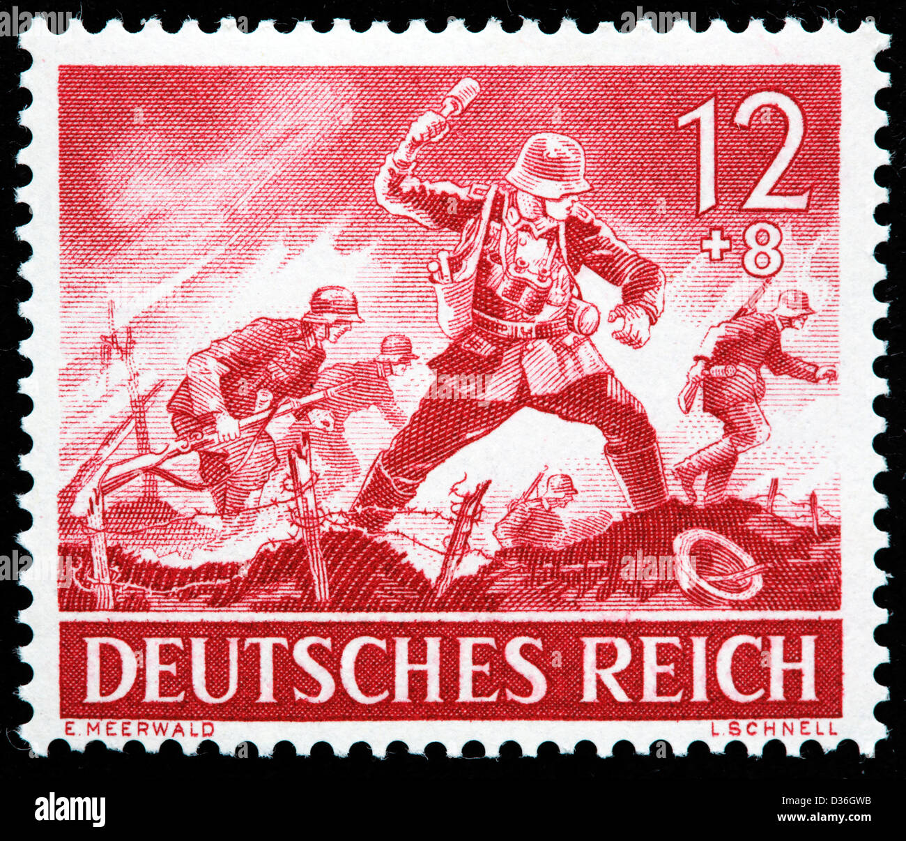 Grenade assault, postage stamp, Germany, 1943 Stock Photo - Alamy