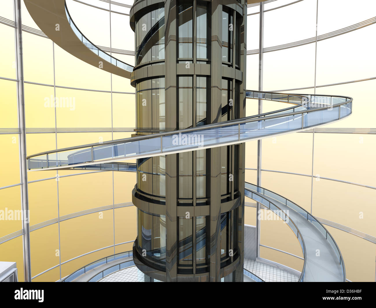 Science fiction architecture visualisation. 3D rendered illustration ...