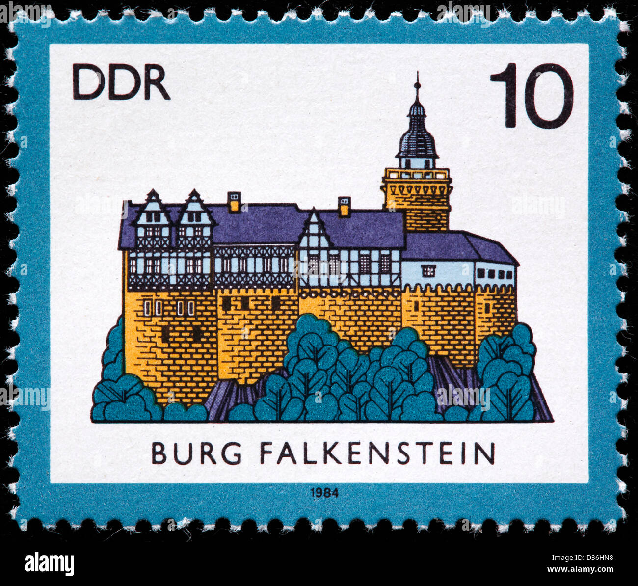 Falkenstein castle, postage stamp, Germany, 1984 Stock Photo - Alamy