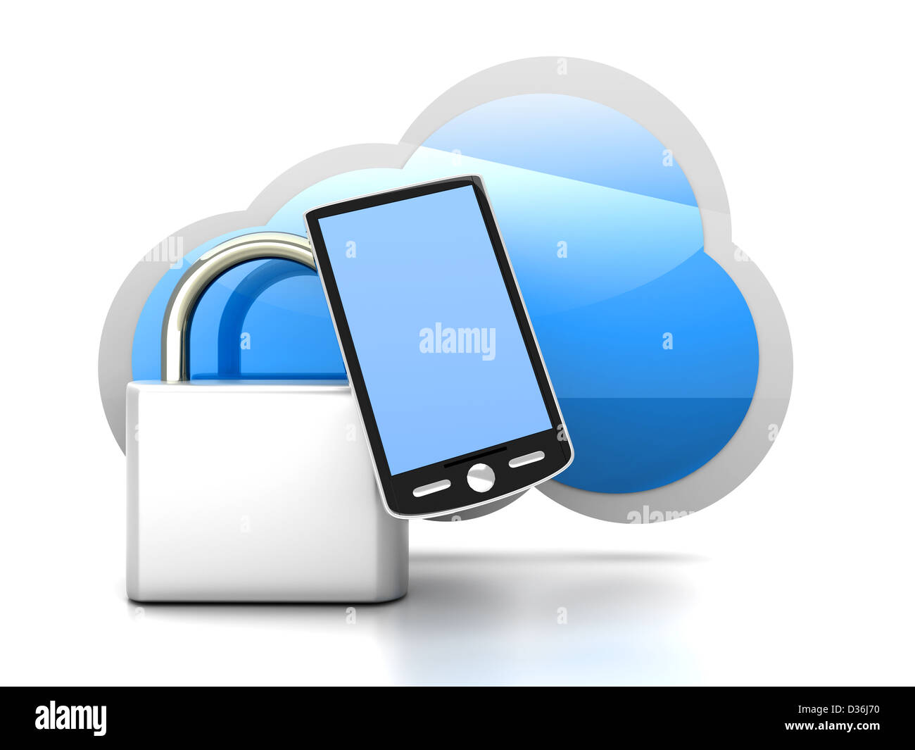 A secure mobile Smartphone cloud. 3d rendered Illustration Stock Photo ...