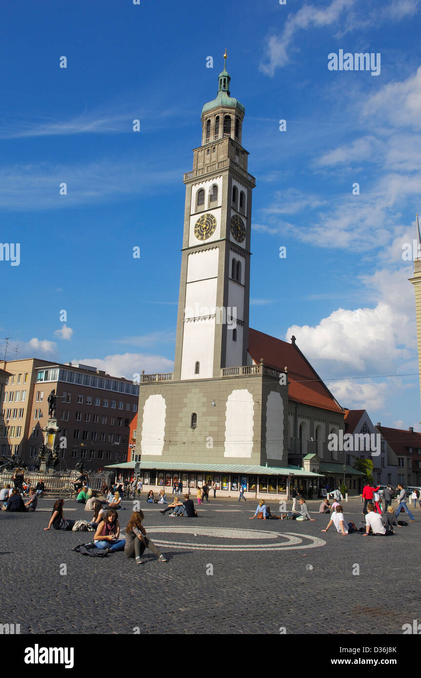 Augsburg, Rathausplatz, Town Hall Square, Perlach Tower, Romantic Road ...