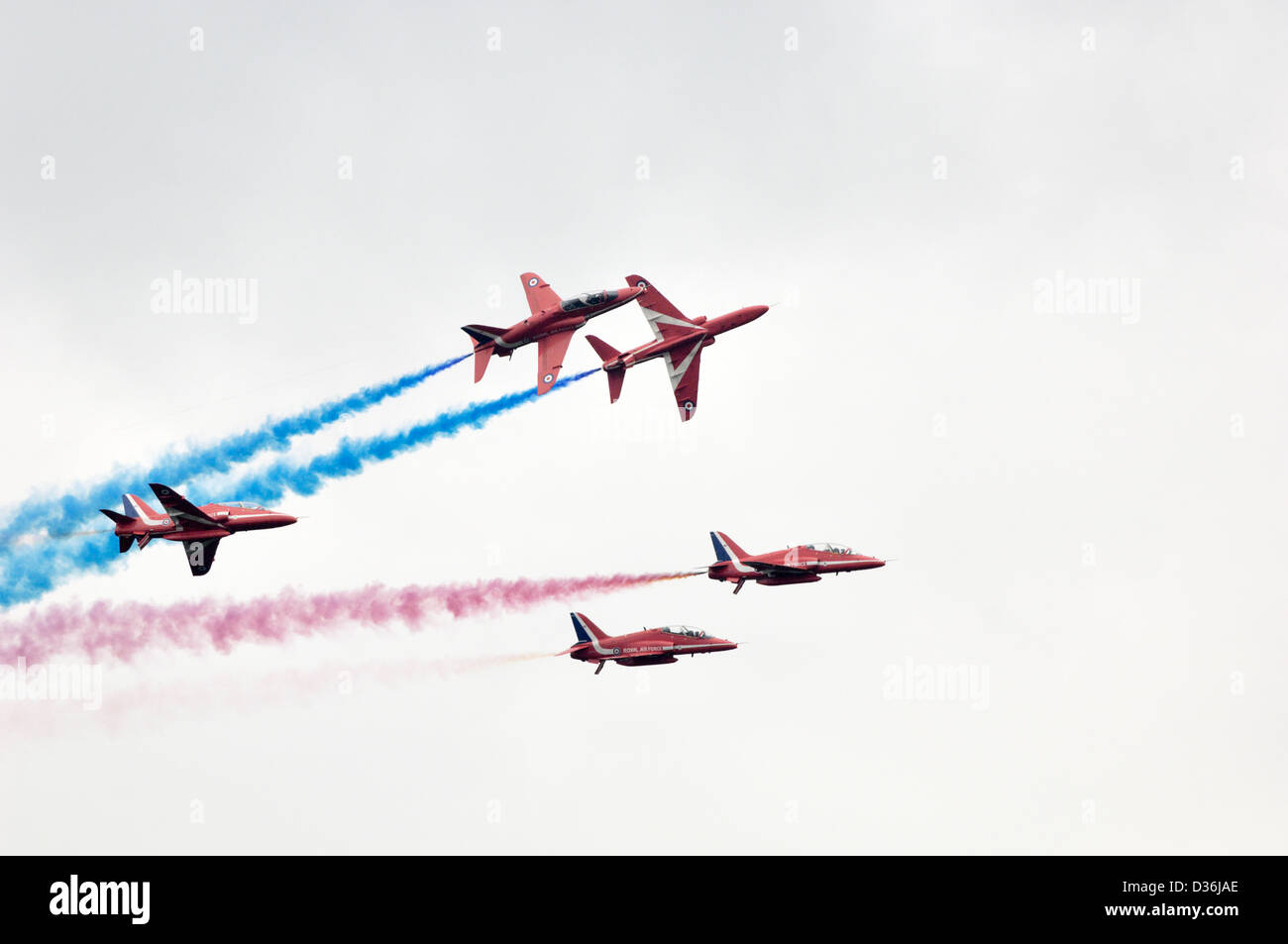 Red Arrows flying display at Formula 1 Grand Prix Stock Photo - Alamy
