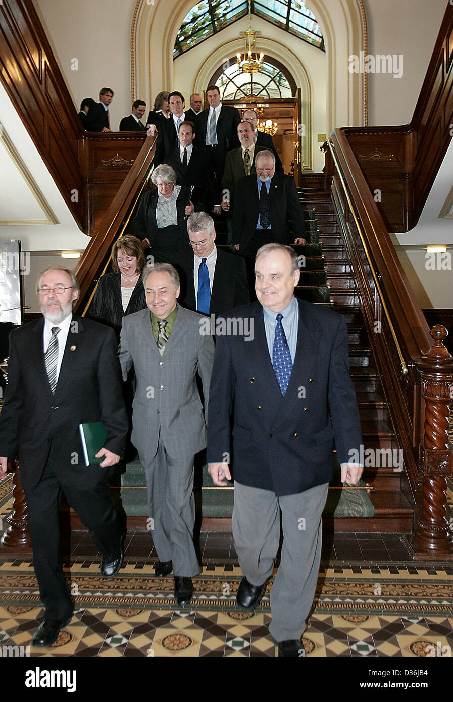 ADQ MNAs walk to the Lafontaine room at the National Assembly in Quebec ...