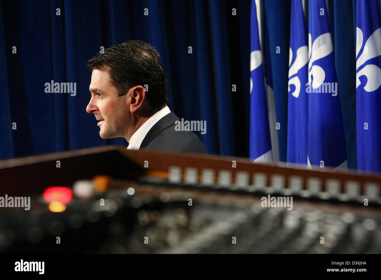Action Democratique du Quebec (ADQ) MNA Francois Bonnardel gestures as ...
