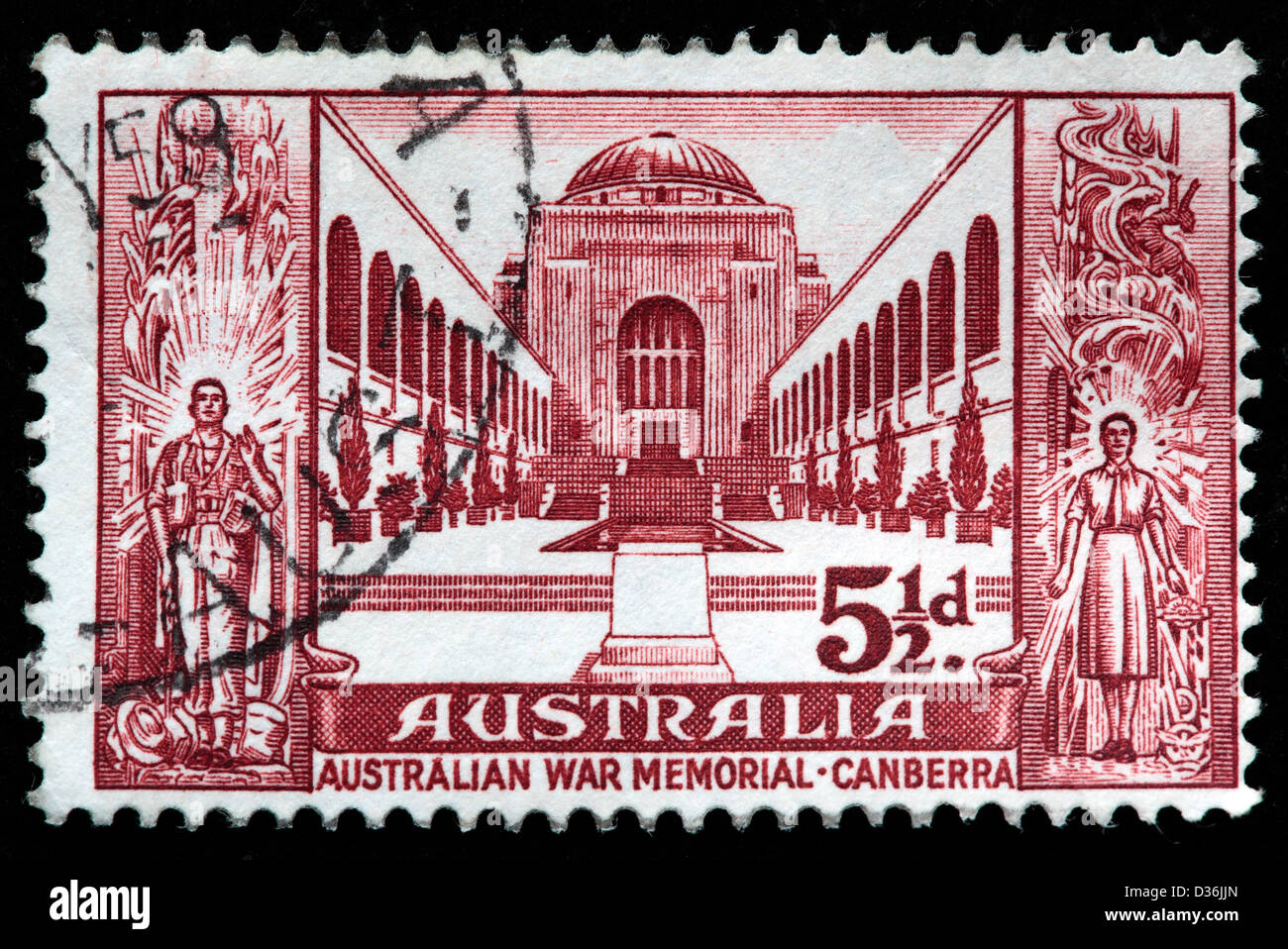 Canberra war memorial, postage stamp, Australia, 1958 Stock Photo - Alamy