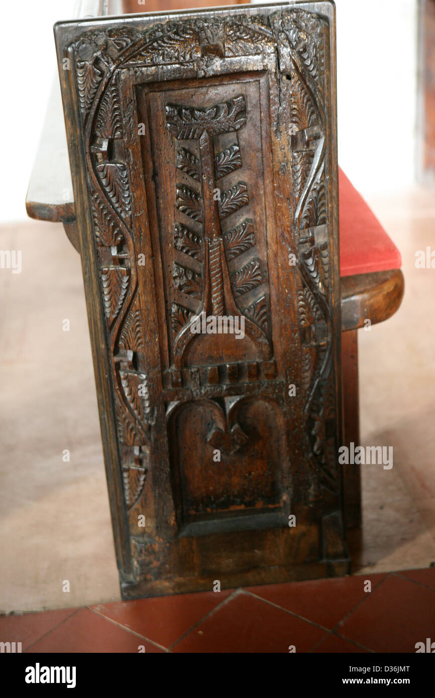 Inside the medieval church of St Winnow Cornwall Stock Photo - Alamy