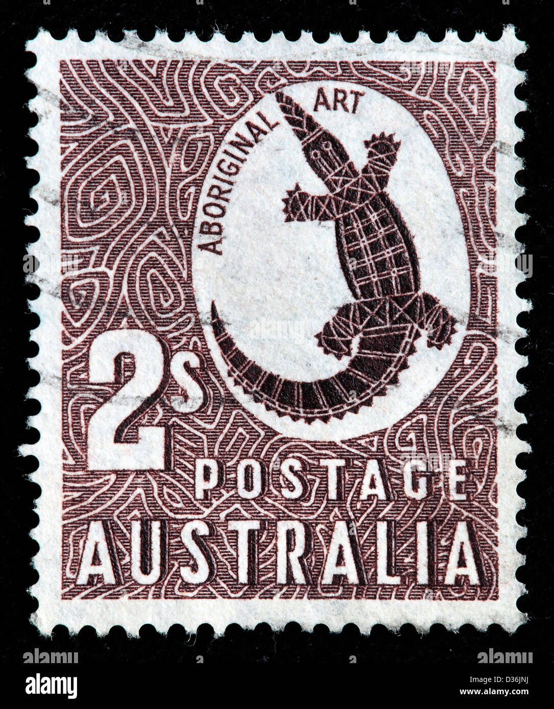 Aboriginal art, crocodile, postage stamp, Australia, 1948 Stock Photo ...