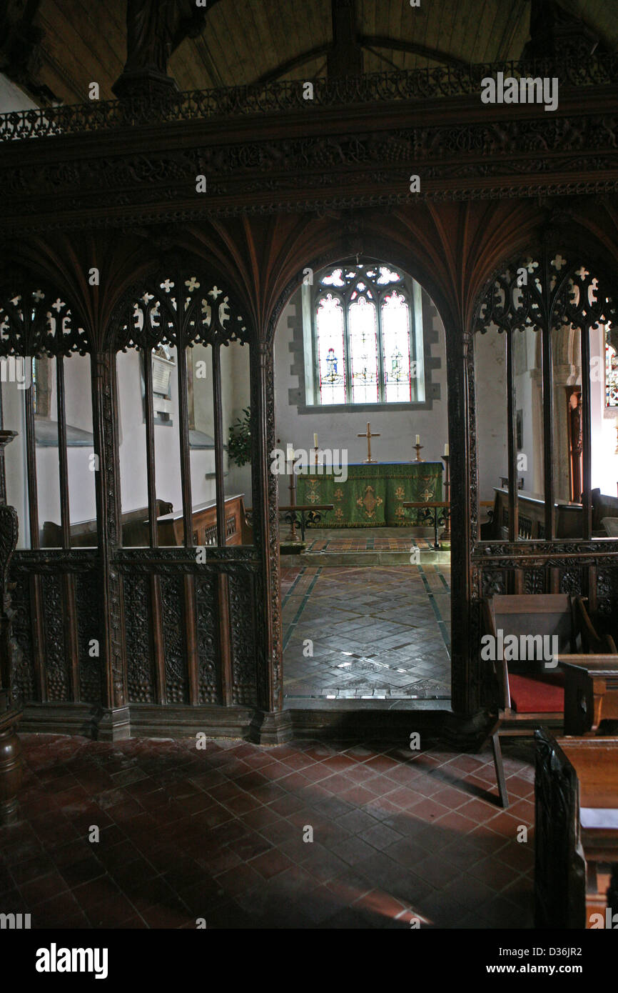 Inside the medieval church of St Winnow Cornwall Stock Photo - Alamy