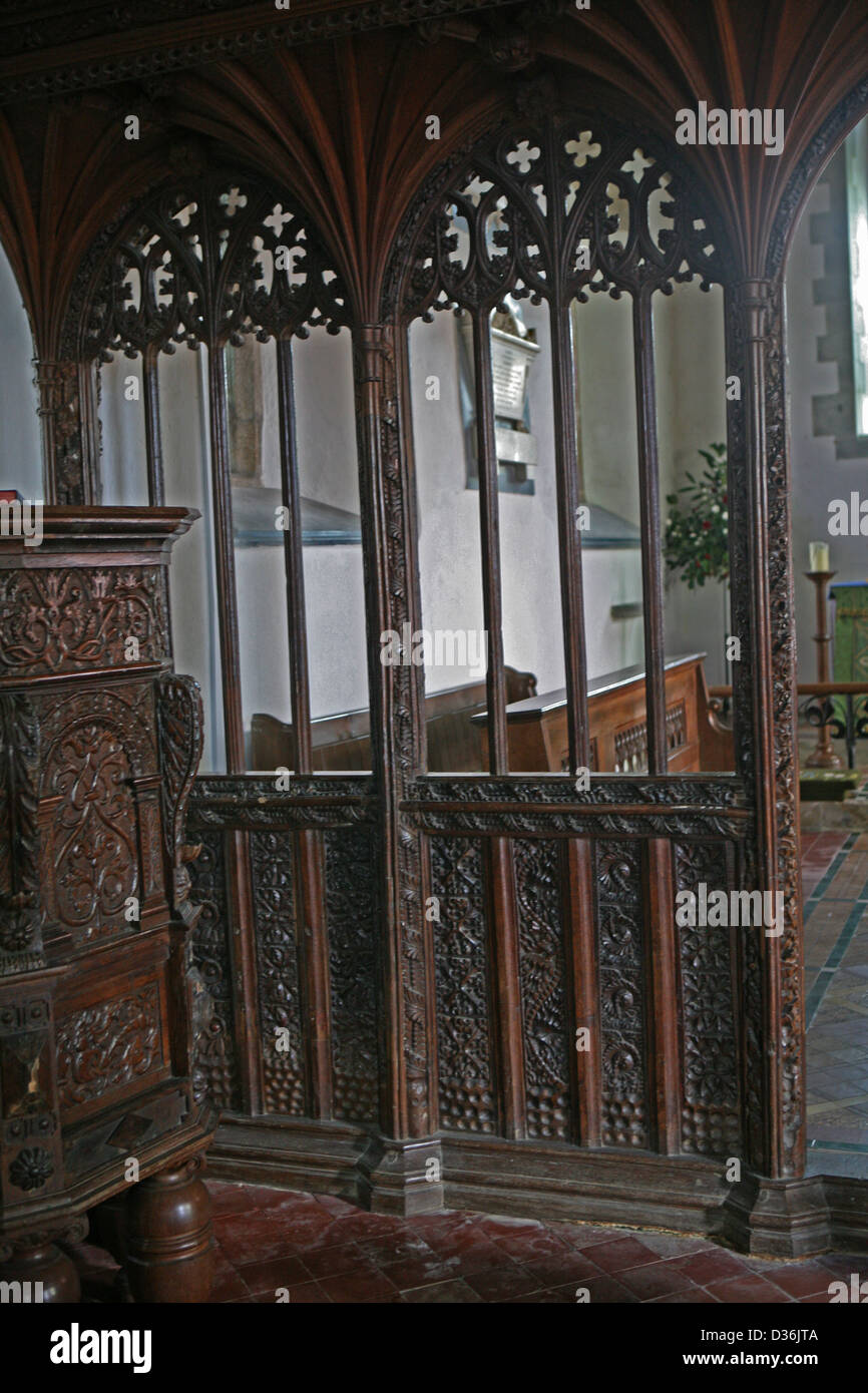 Inside the medieval church of St Winnow Cornwall Stock Photo - Alamy
