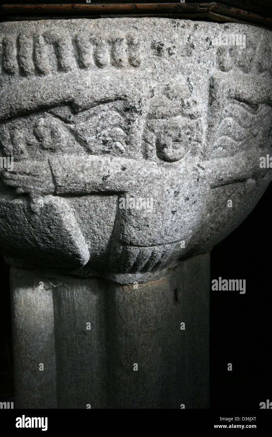 Inside the medieval church of St Winnow Cornwall Stock Photo - Alamy