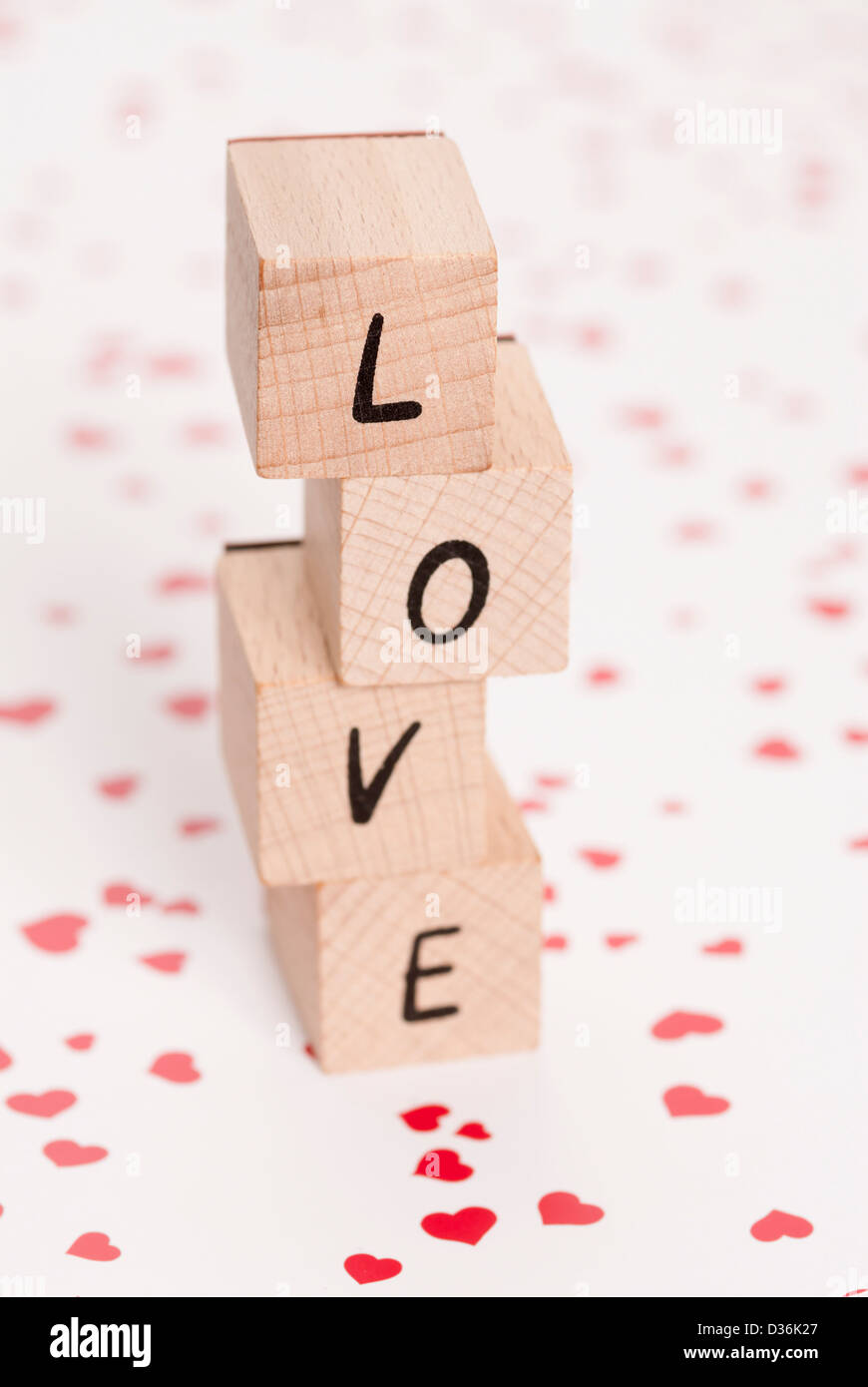 The word love constructed out ouf wooden blocks Stock Photo - Alamy