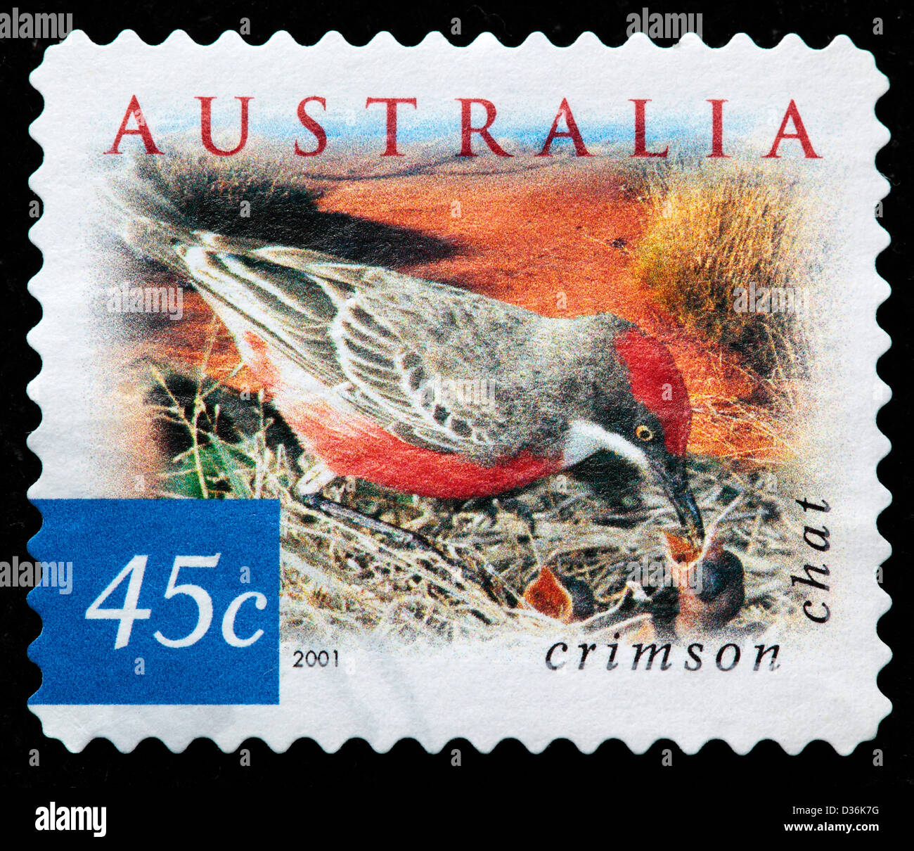 Crimson chat, postage stamp, Australia, 2001 Stock Photo - Alamy