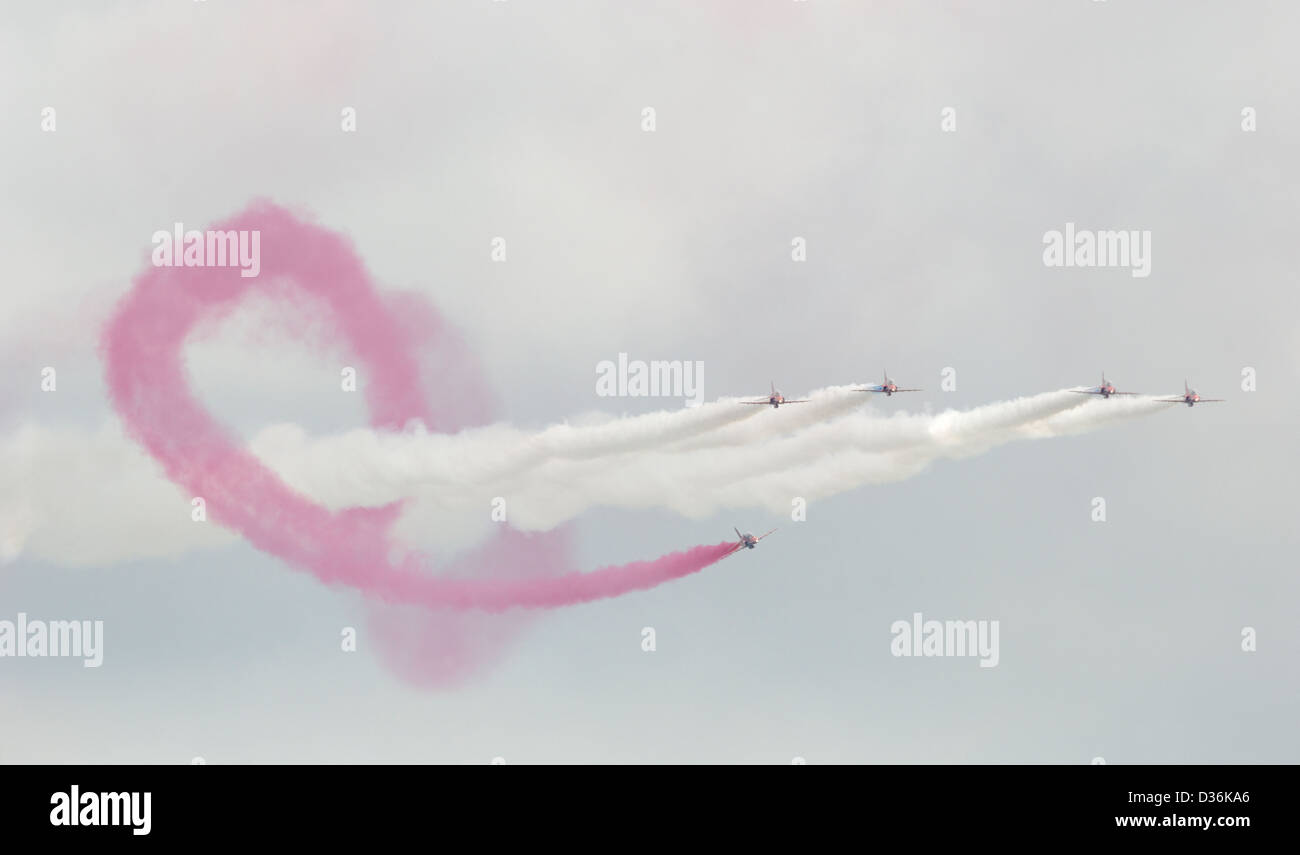 Red Arrows flying display at Formula 1 Grand Prix Stock Photo - Alamy