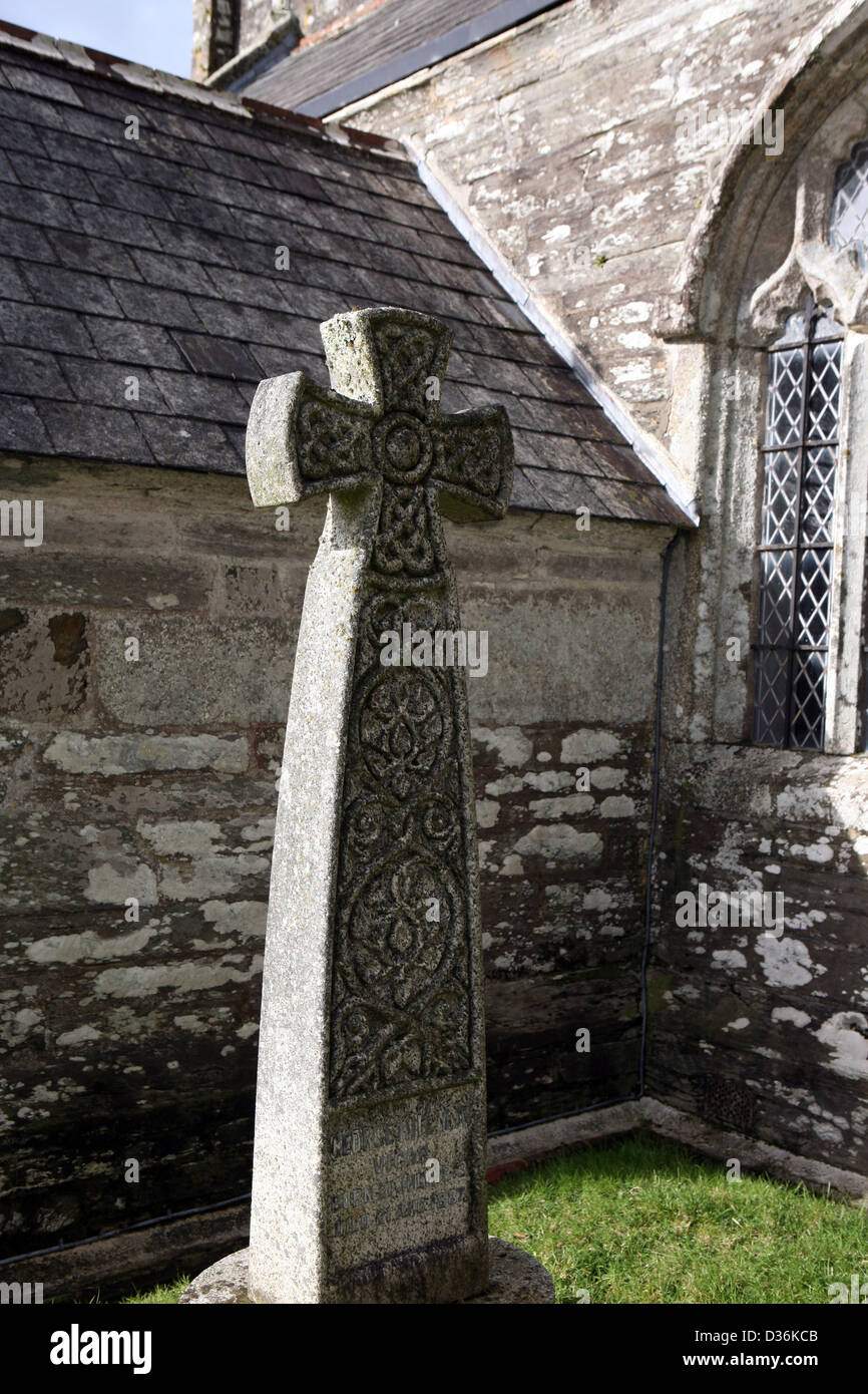Ancient church of St Winnow, by the Fowey river, near Lerryn ...