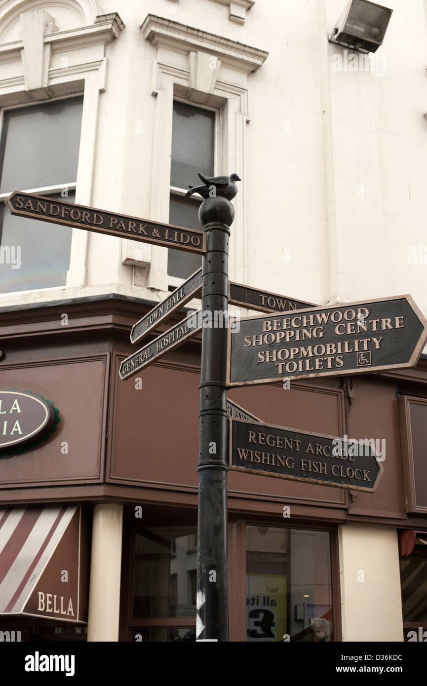 Signs Cheltenham Beechwood shopping sandford park Stock Photo - Alamy