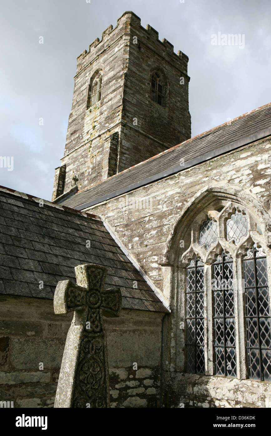 Ancient church of St Winnow, by the Fowey river, near Lerryn ...