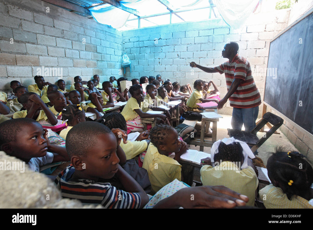 Leogane, Haiti, school teaching in a school building was not ready ...