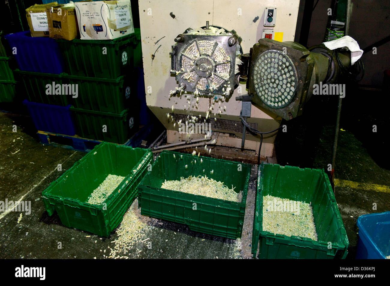 Feb. 11, 2013 - Orlando, FL, US - A grinder spits out sanitized soap ...