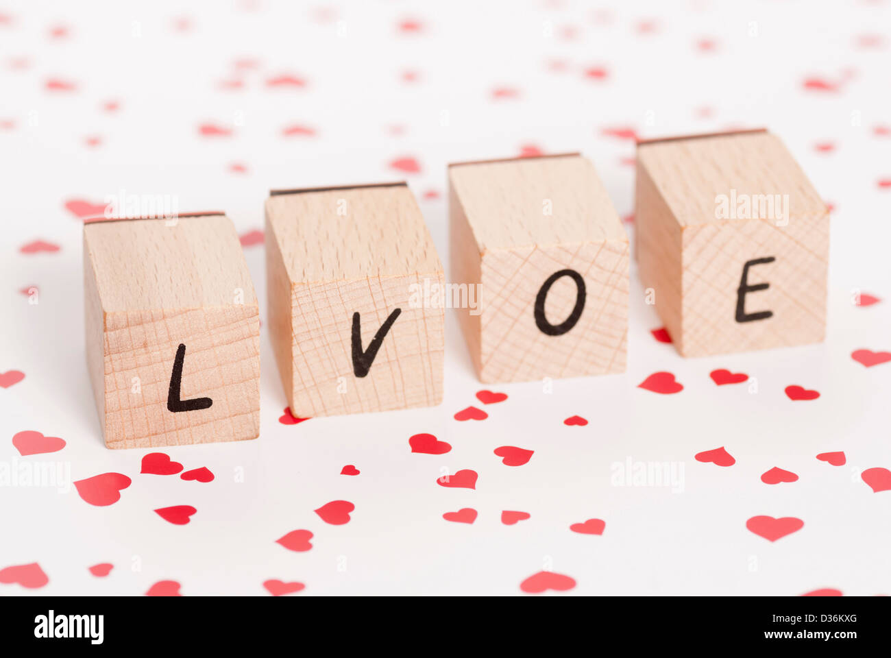 The word love constructed out ouf wooden blocks Stock Photo - Alamy