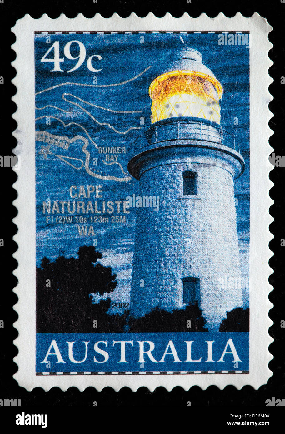 Cape Naturaliste, Lighthouse, postage stamp, Australia, 2002 Stock ...