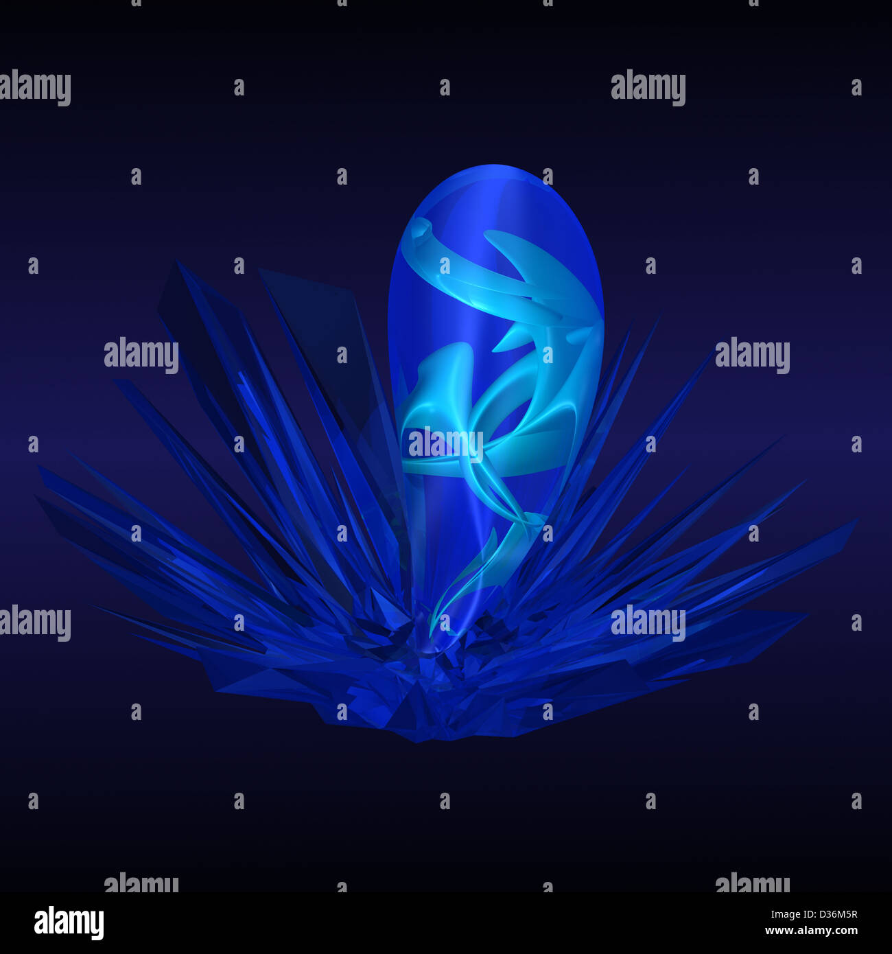 3d rendered blue magic crystal isolated on black Stock Photo - Alamy