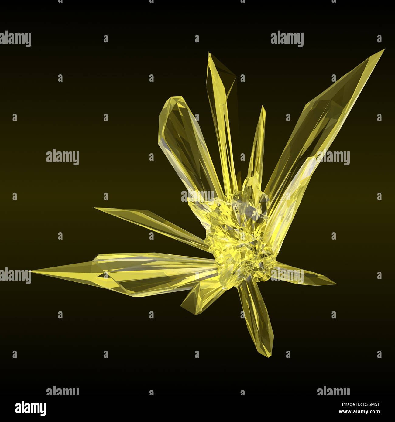 3d rendered yellow crystal isolated on black Stock Photo - Alamy