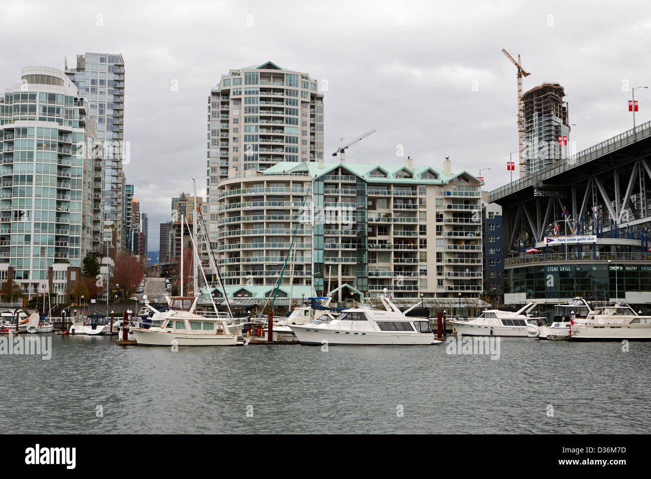 False Creek Yacht Club and waterfront apartment buildings Vancouver BC ...