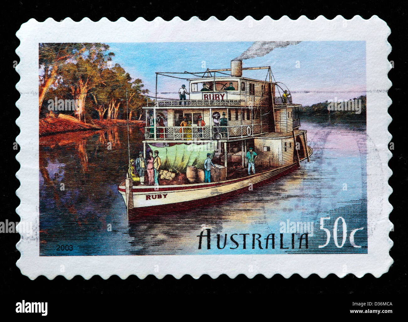 Murray River Shipping, Ruby, postage stamp, Australia, 2003 Stock Photo ...