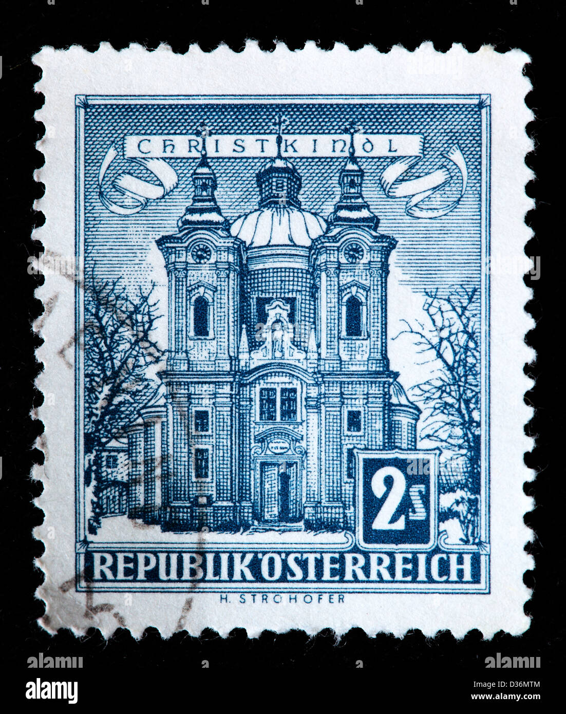 Christkindl Church, postage stamp, Austria, 1957 Stock Photo - Alamy