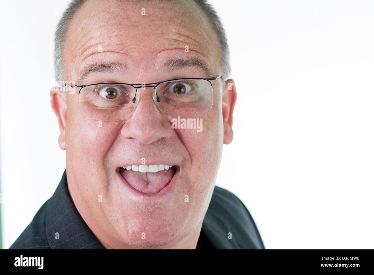 Head shot of many with emotional expression on face Stock Photo - Alamy