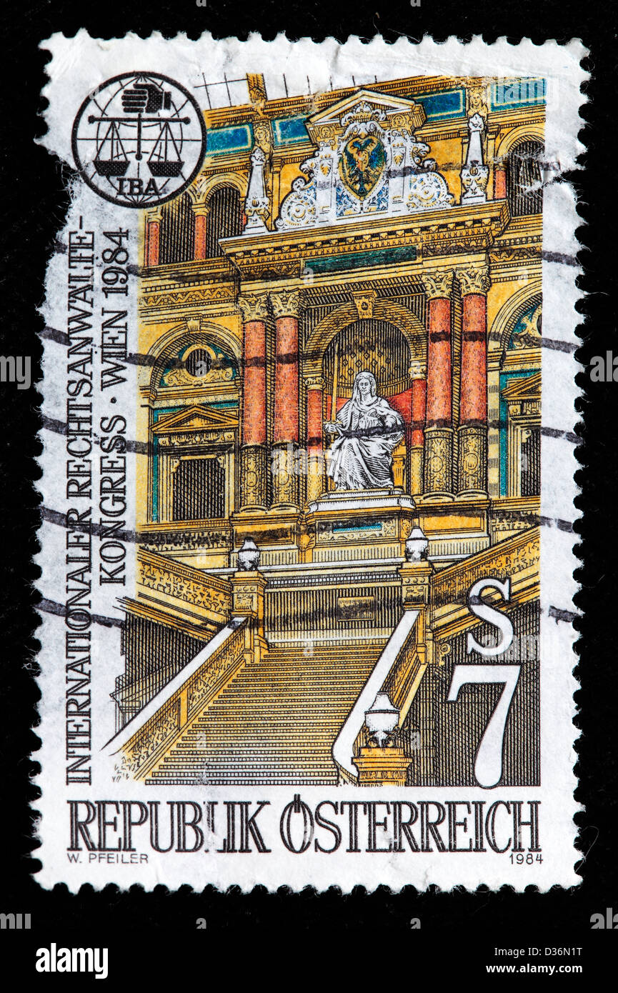 Vienna Palace of Justice, postage stamp, Austria, 1984 Stock Photo - Alamy