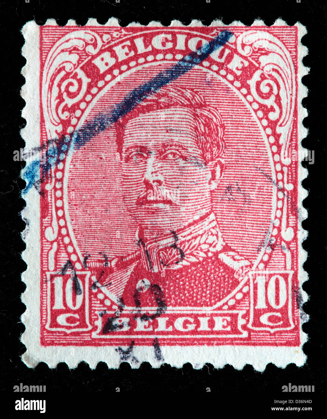 King Albert I, postage stamp, Belgium, 1912 Stock Photo - Alamy