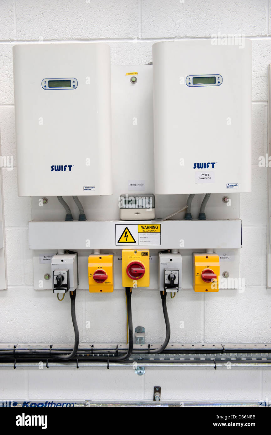 Wind turbine Generator electricity feed meters Stock Photo - Alamy