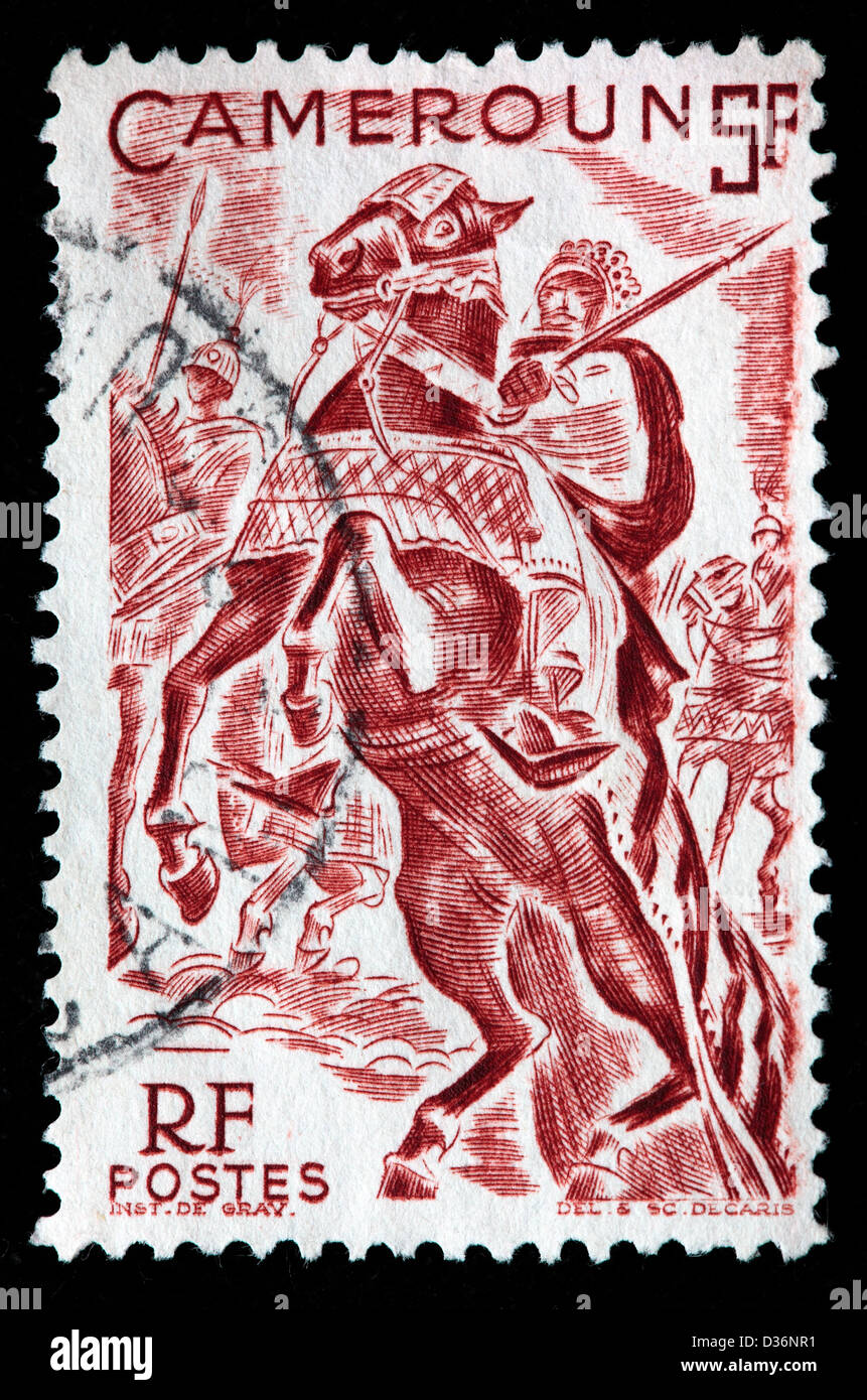 Lamido Horsemen, postage stamp, Cameroun, 1946 Stock Photo - Alamy