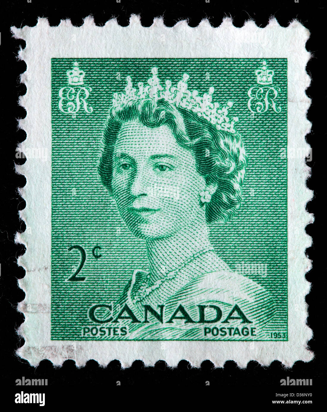 Queen Elizabeth II, postage stamp, Canada, 1953 Stock Photo - Alamy