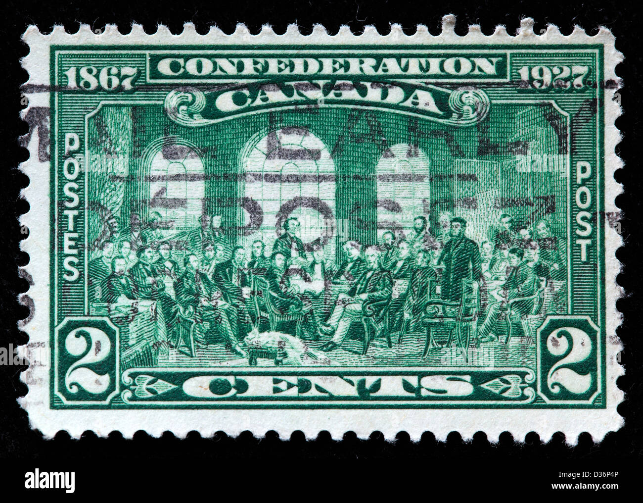 The Fathers of Confederation, postage stamp, Canada, 1927 Stock Photo ...