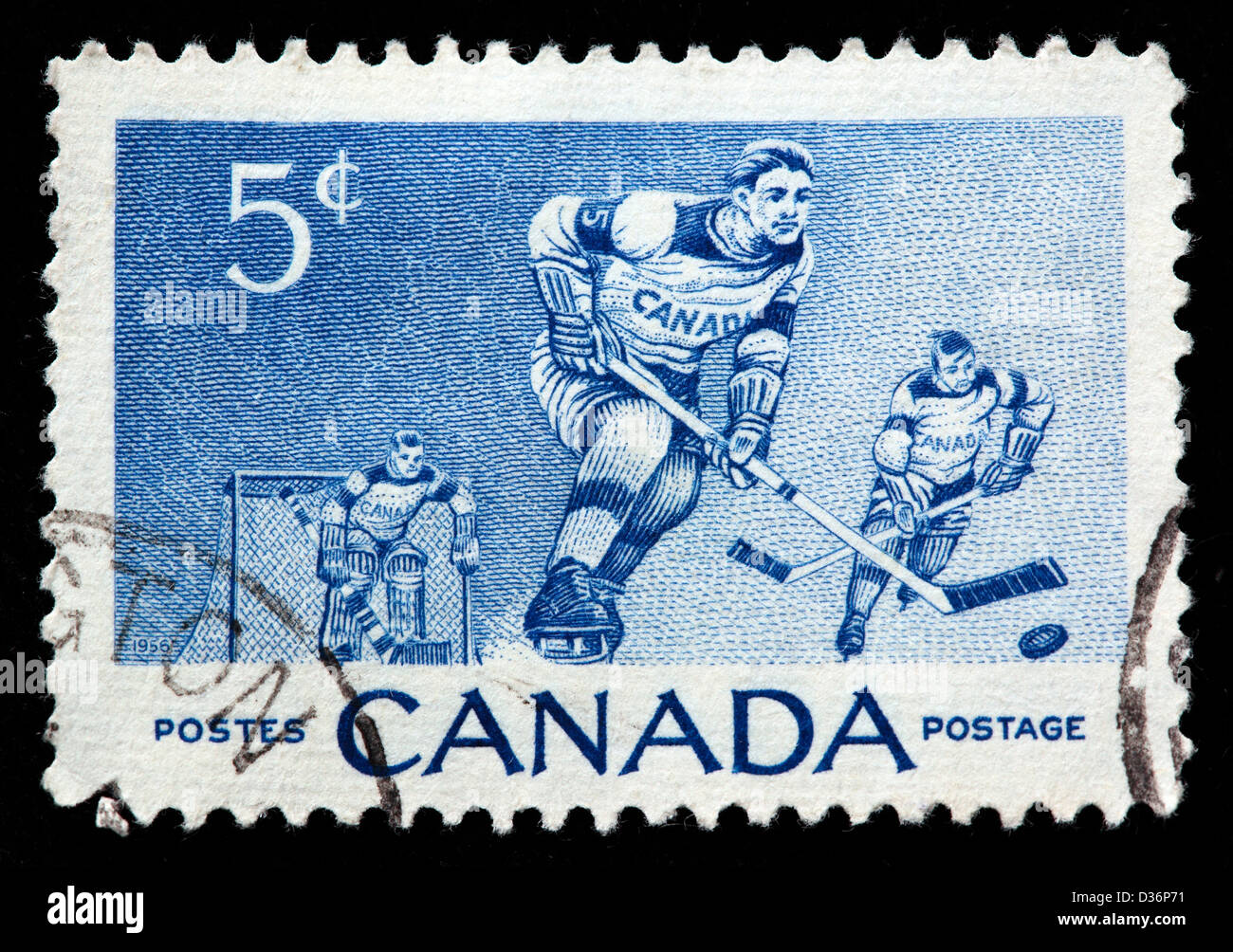 Ice Hockey Players, postage stamp, Canada, 1956 Stock Photo - Alamy
