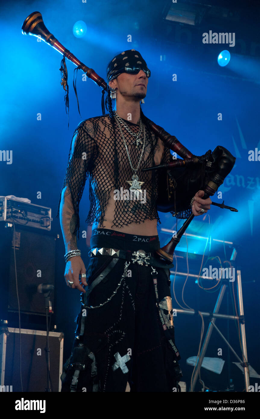 Pyro of the German band Tanzwut performing live at the 2011 Amphi ...