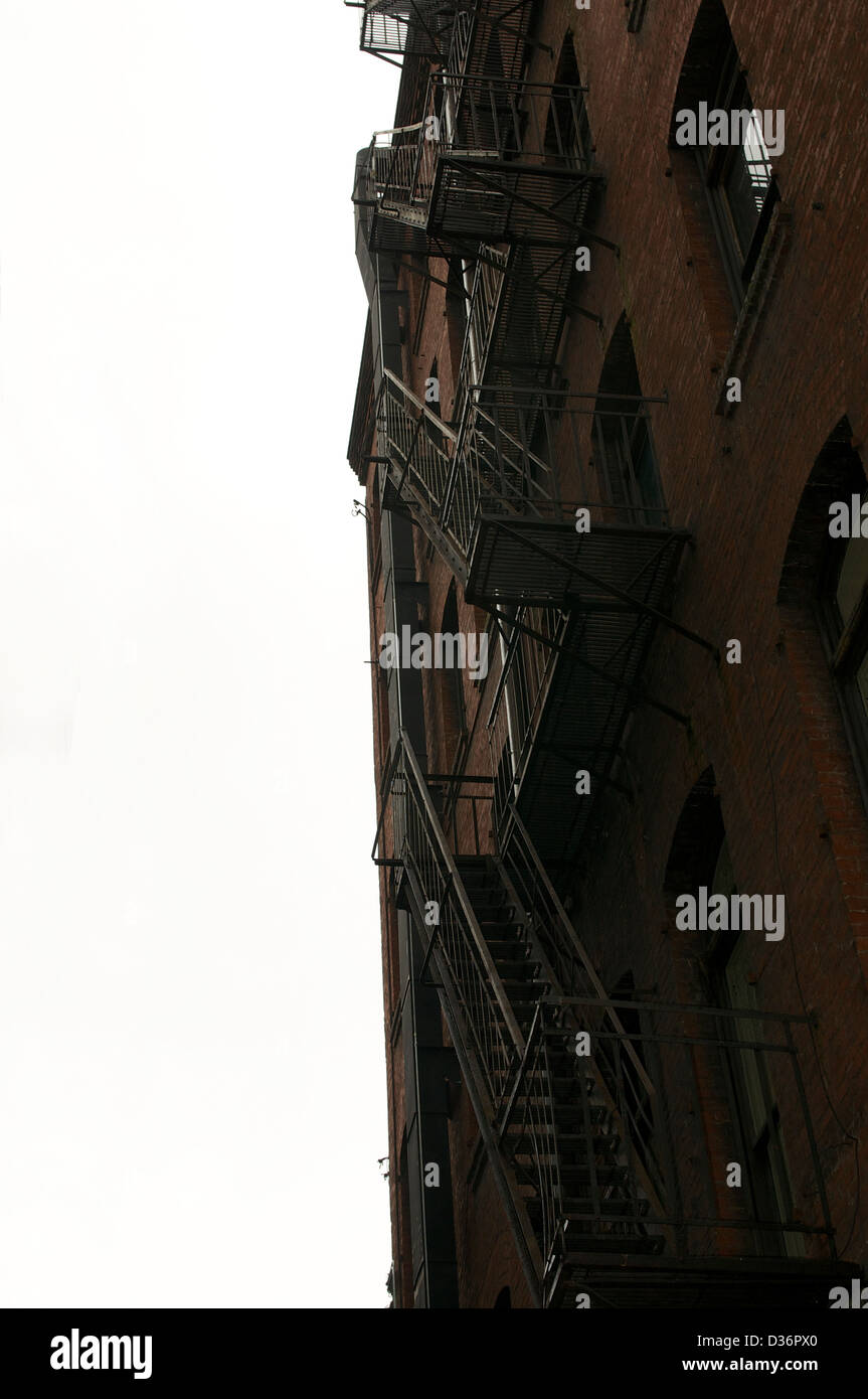 Old fire escape on brick building Stock Photo - Alamy