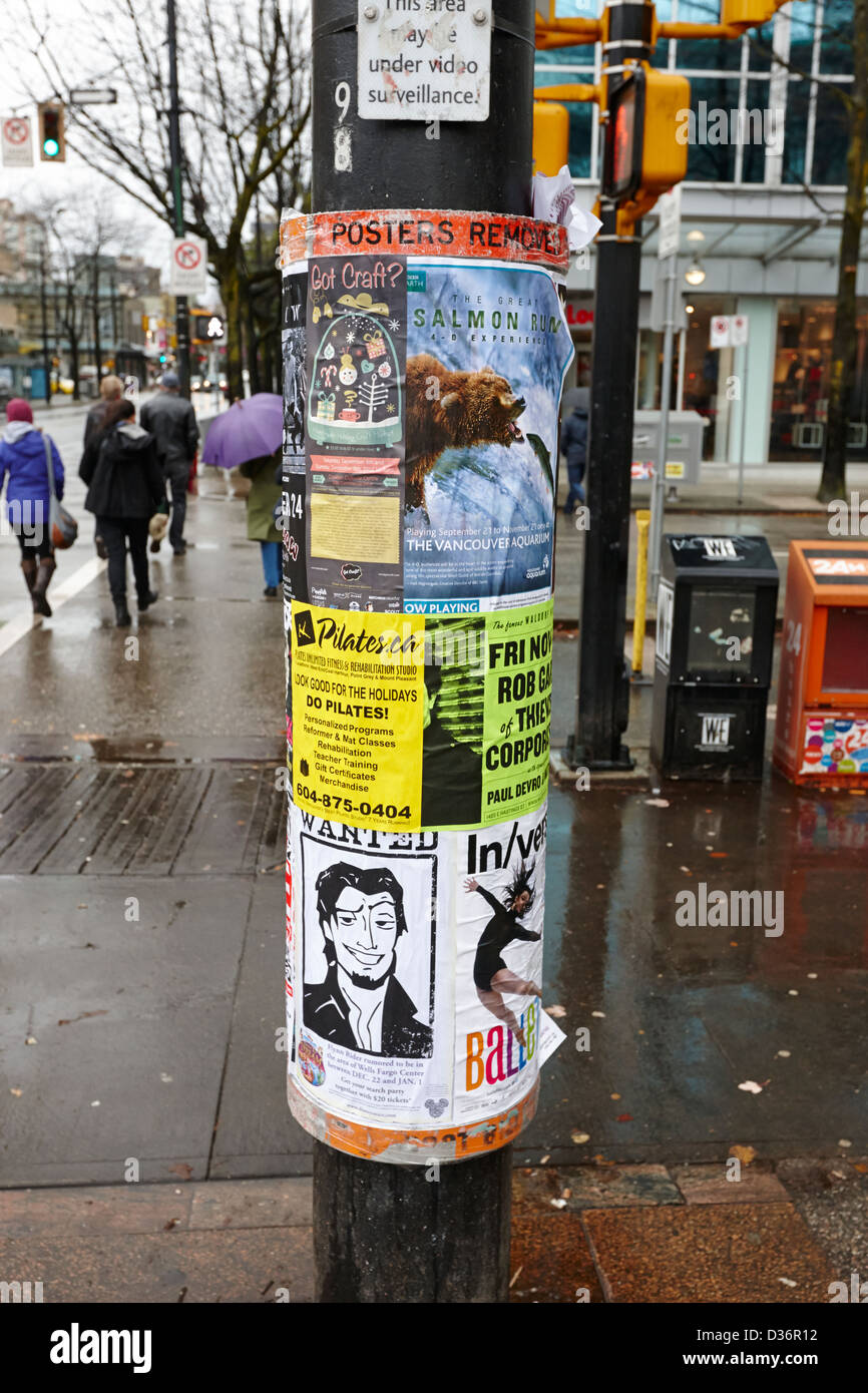 posters on a post pole where posters are removed periodically Vancouver ...