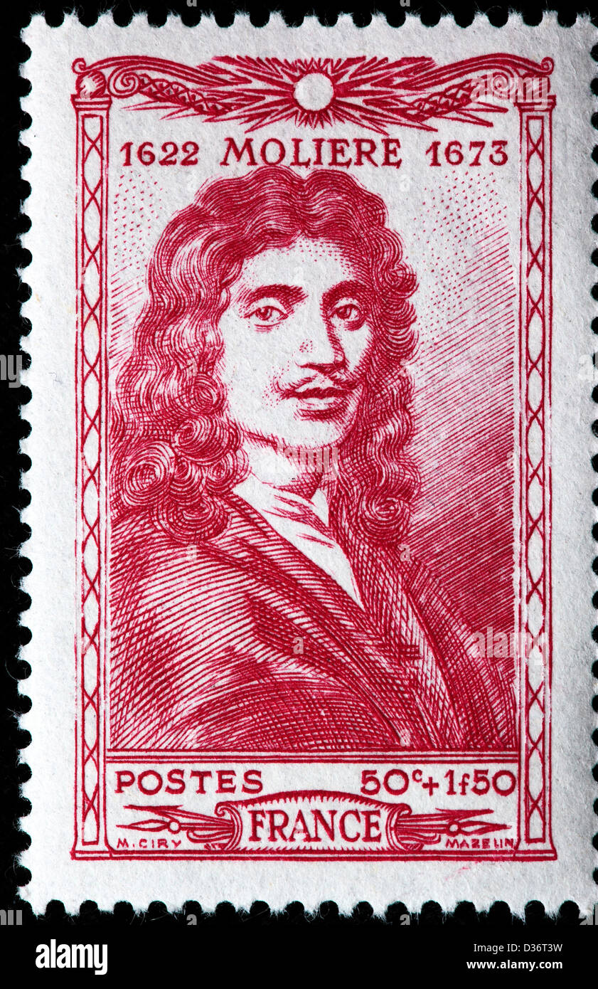 Moliere, playwright and actor, postage stamp, France, 1944 Stock Photo ...