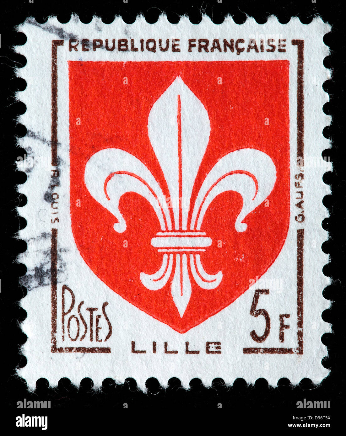 Arms of Lille, postage stamp, France, 1958 Stock Photo - Alamy