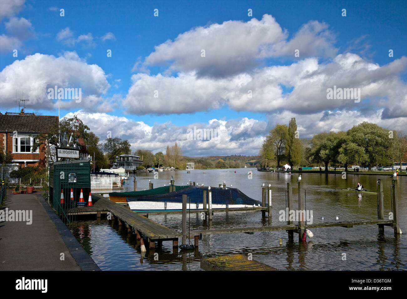 Henley-on-Thames riverside view in winter sunshine Oxfordshire England ...