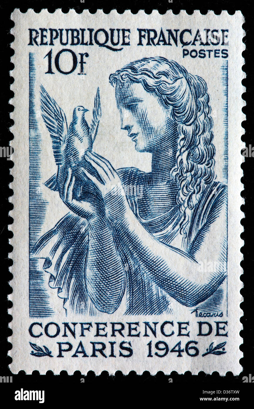Reaching for Peace, postage stamp, France, 1946 Stock Photo - Alamy