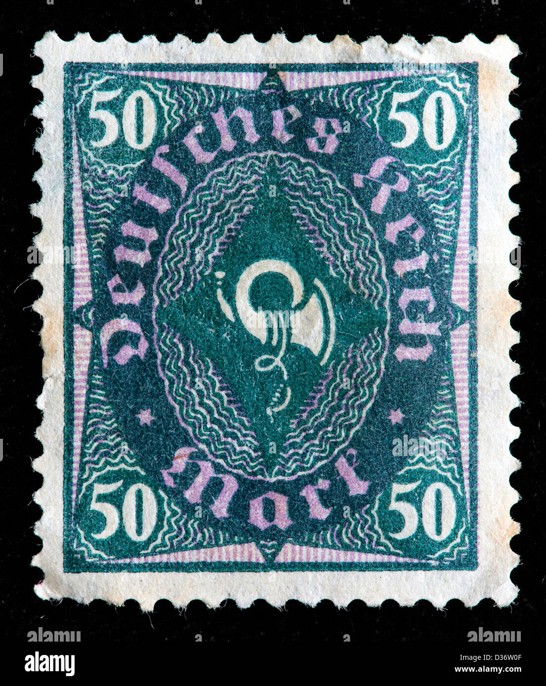 Post Horn, postage stamp, Germany, 1921 Stock Photo - Alamy