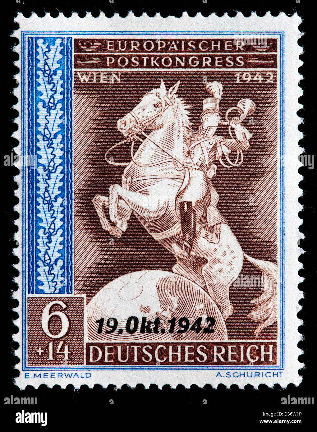 European Postal Congress Vienna Postage Stamp Germany 1942 Stock european-postal-congress-vienna-postage-stamp-germany-1942-stock