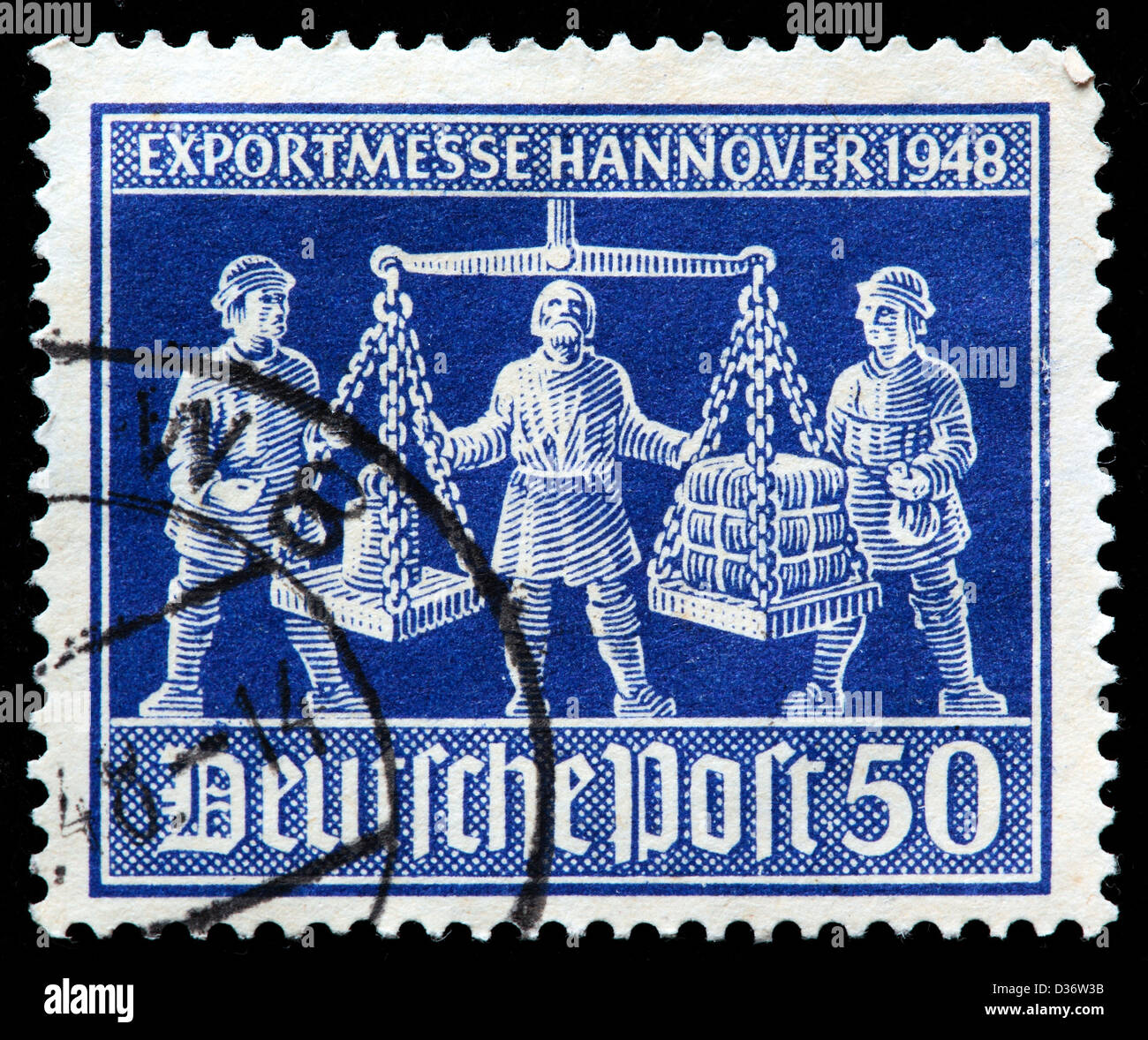 Weighing Goods for Export, Hanover Fair Issue, postage stamp, Germany ...