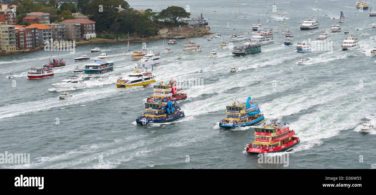 The annual Sydney Harbour ferry race on Australia Day 2013 Stock Photo ...