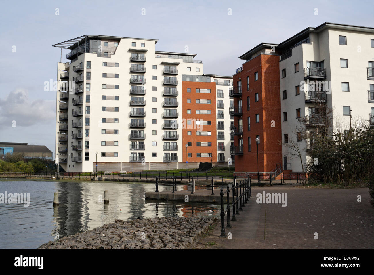 Modern waterfront apartments block in Cardiff Water Quarter bay Cardiff ...